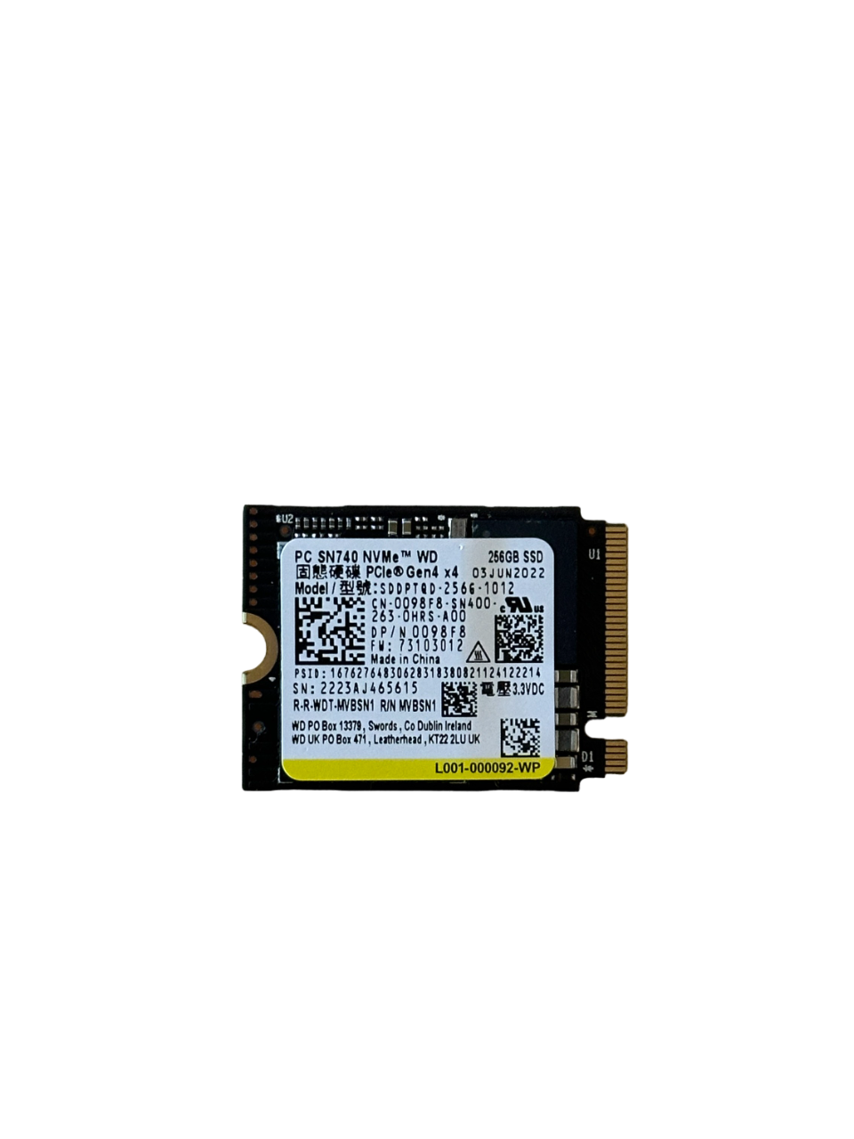 WD SN 740 256GB 2230 NVME M2 SSD PCle GEN4 - Emek Bilgisayar