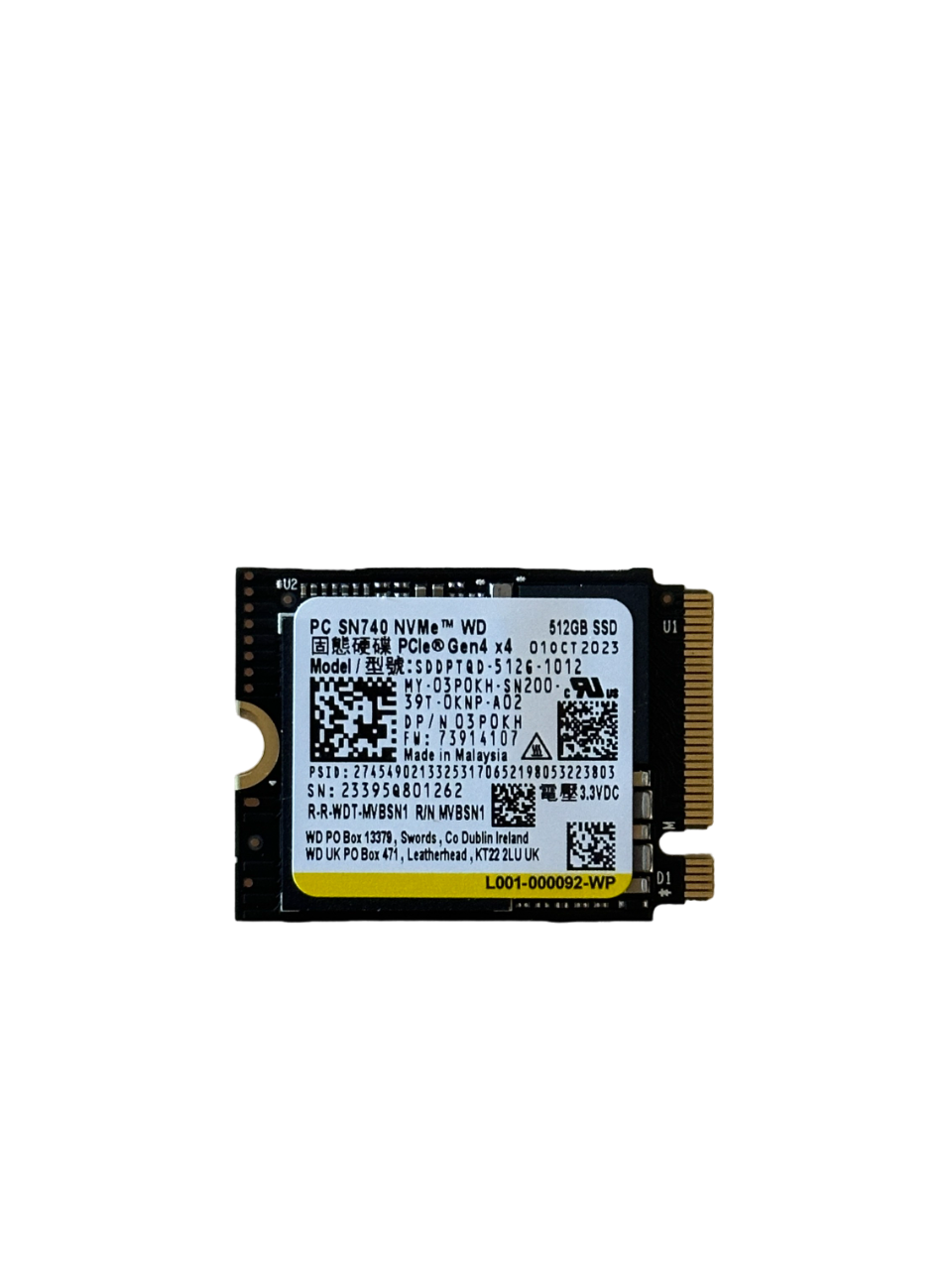 WD SN 740 512GB 2230 NVME M2 SSD PCle GEN4 - Emek Bilgisayar